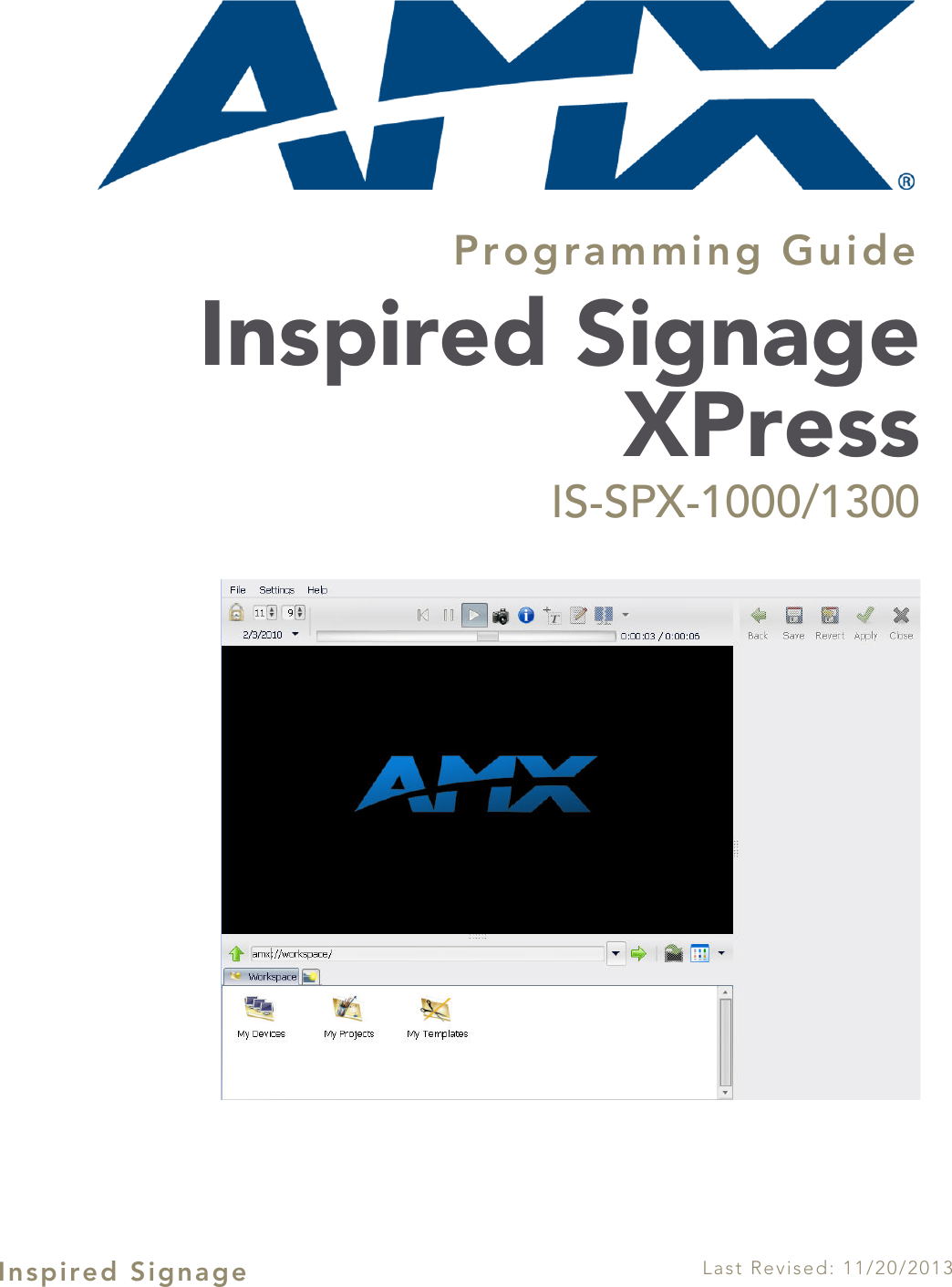 Amx Is Spx 1000 1300 Users Manual InspiredSignage XPress Programming Guide