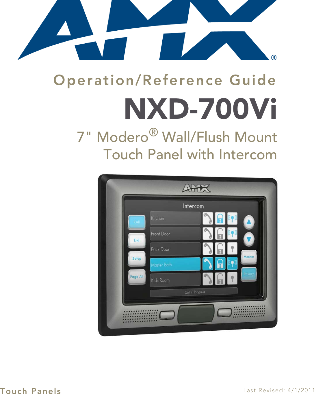Amx Nxd 700Vi Users Manual Operation/Reference Guide 7 Modero Wall ...