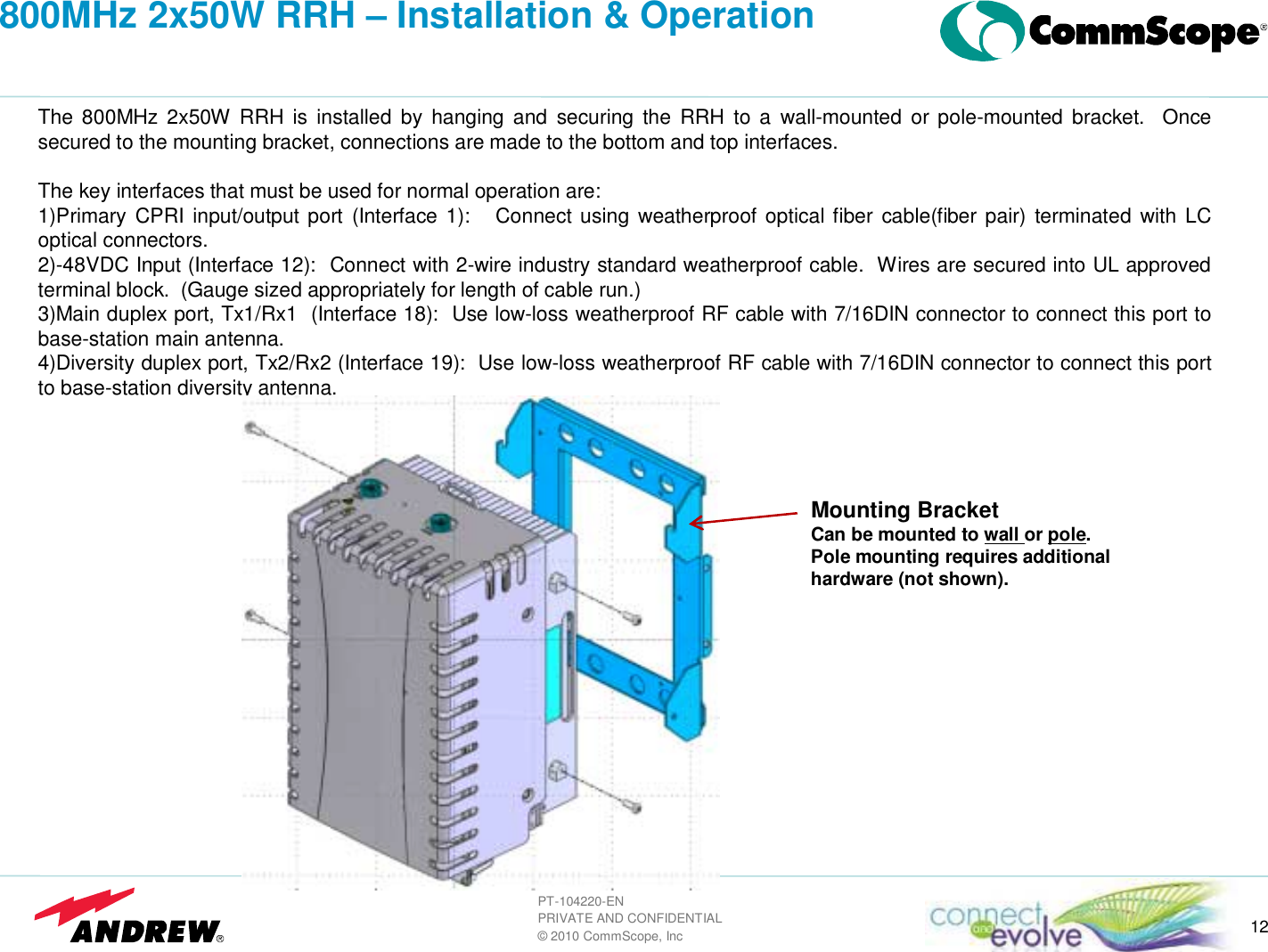 Andrew Base Station Subsystems Group RRH800L1 800MHz 2x50W RRH RF101017 ...