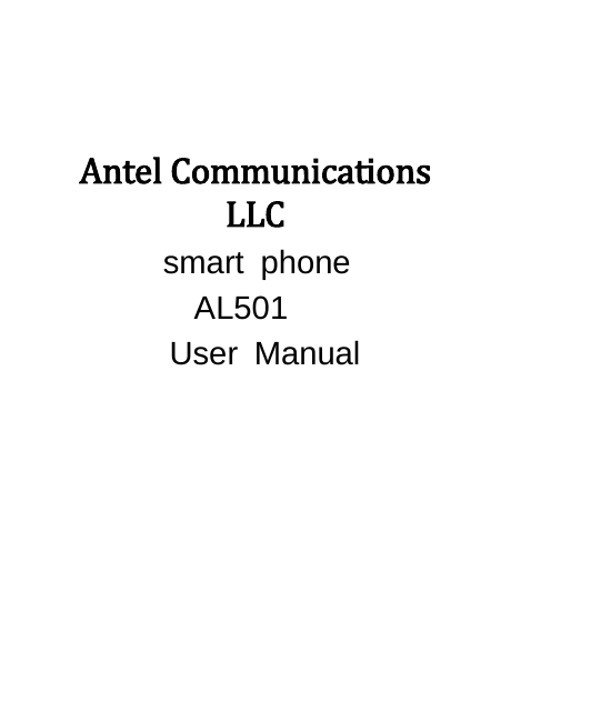 Antel Communications AL501 smart phone User Manual San Francisco