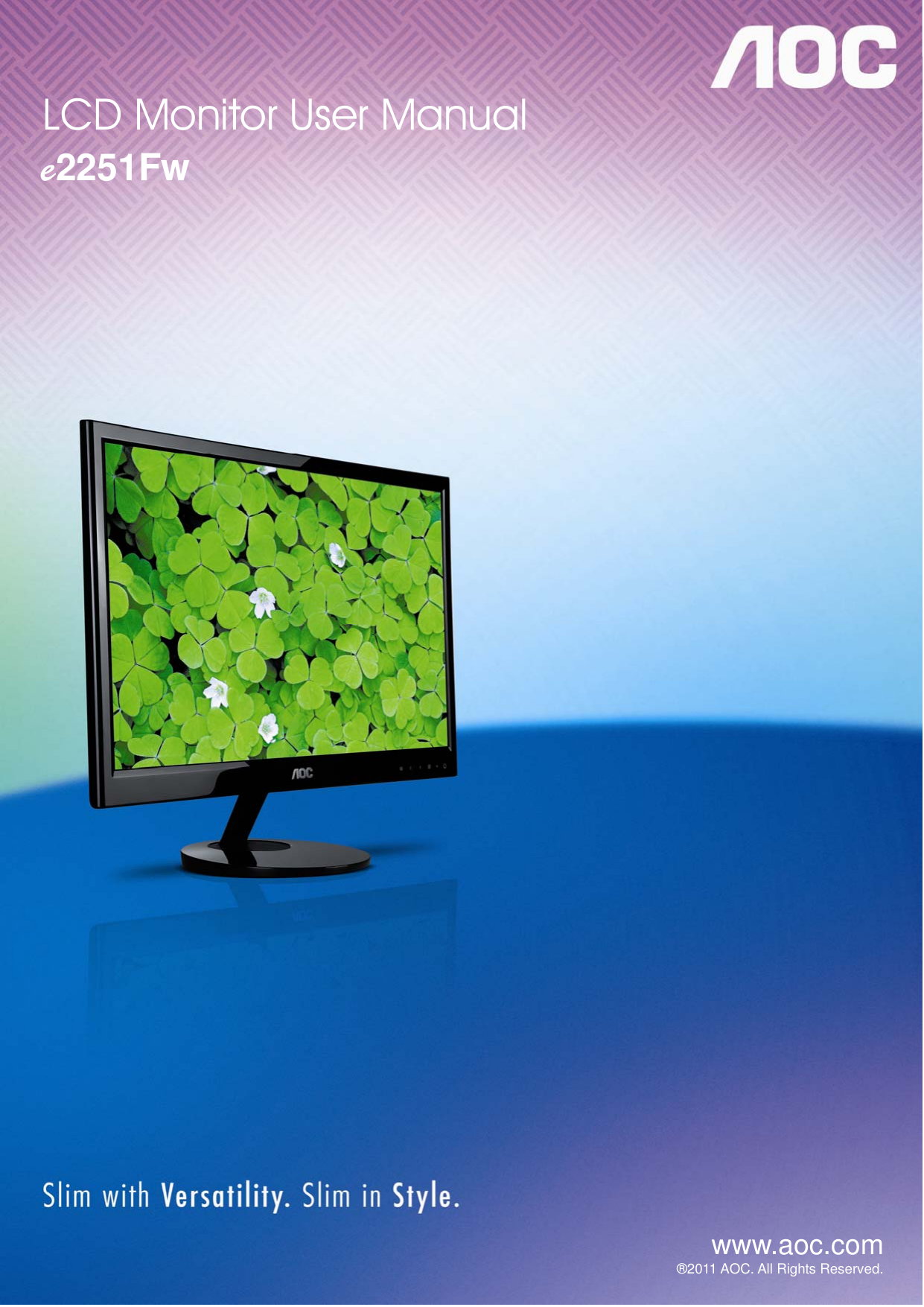 Aoc Widescreen Lcd Monitor E2251Fwu Users Manual E2251Fw English 20110401