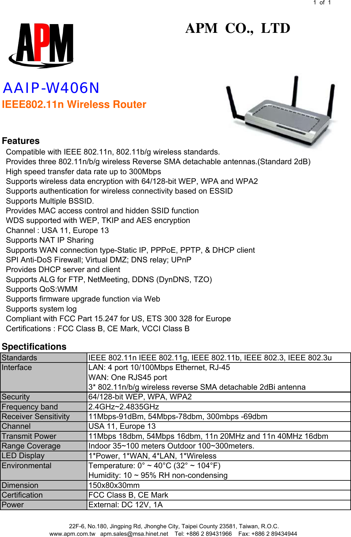 Apm Aaip W406N Users Manual