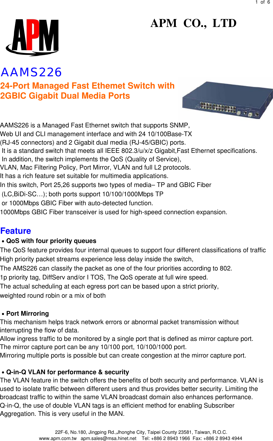 Apm Aams226 Users Manual