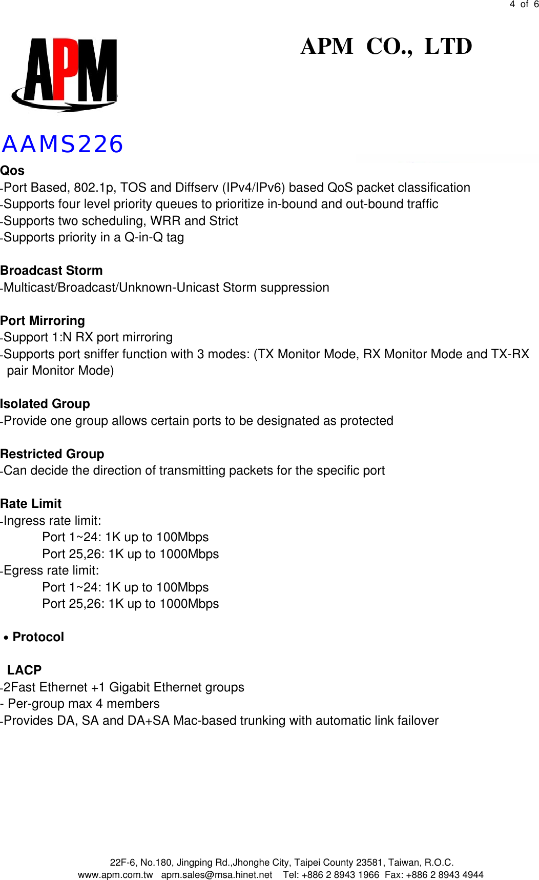 Apm Aams226 Users Manual