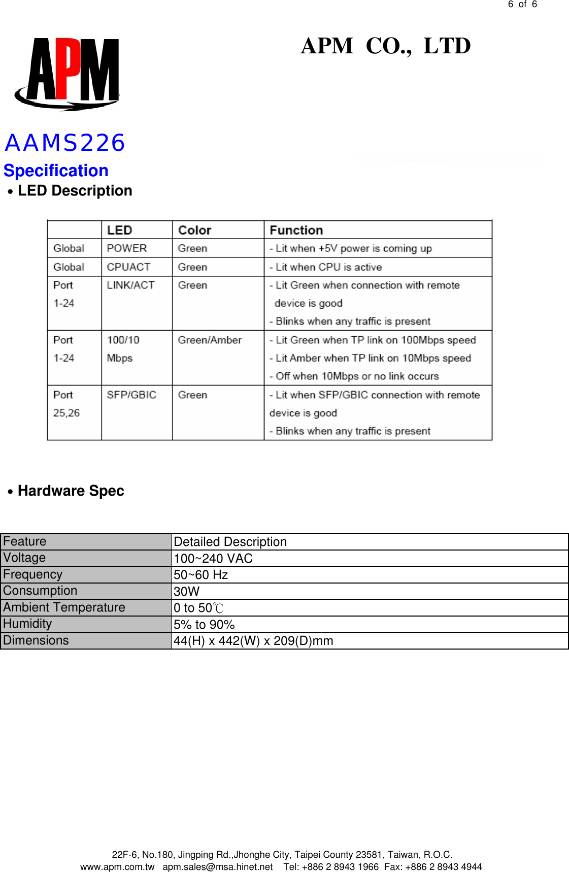 Apm Aams226 Users Manual