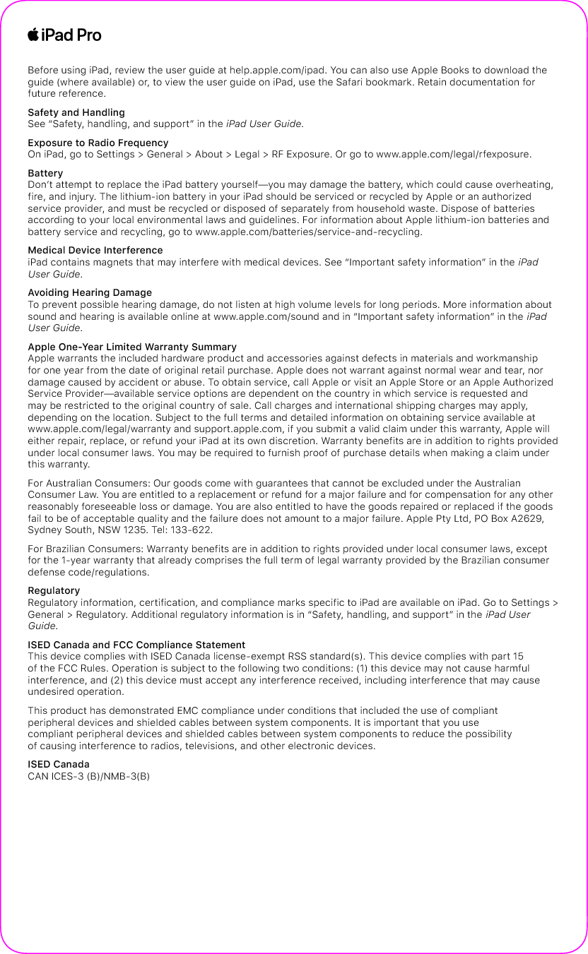 Apple A1980 Apple iPad User Manual