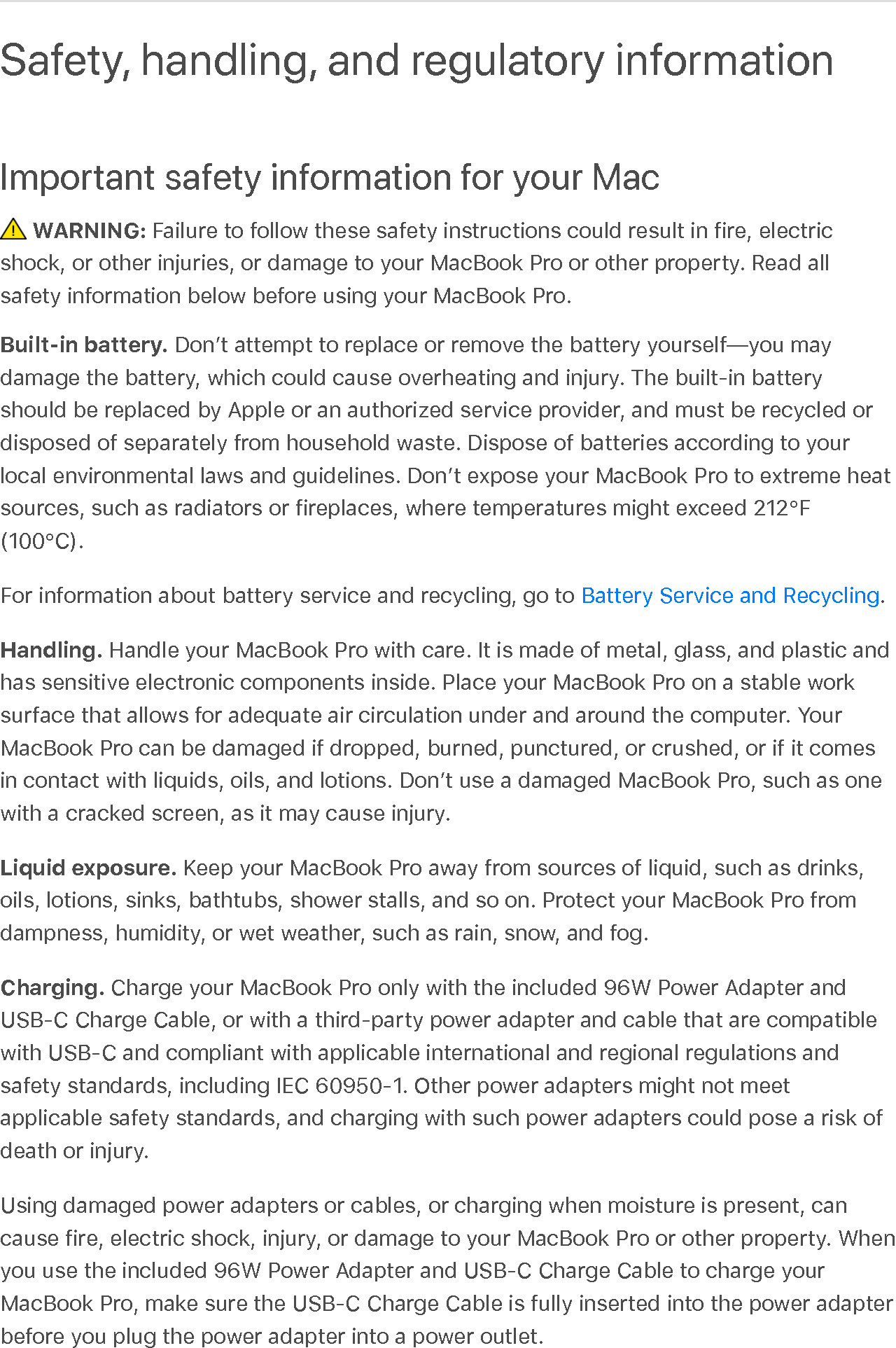 Apple A2141 Laptop Computer User Manual Regulatory MacBook Pro Essentials