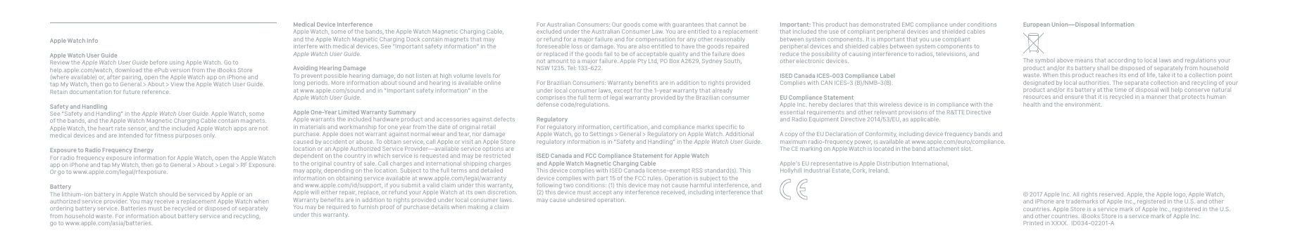 Apple Watch Series 1 38mm (2nd Gen) Info Guide User Manual series1 id