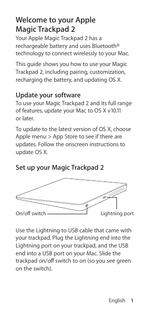 Apple Magic Trackpad 2 User Manual Guide trackpad2 userguide