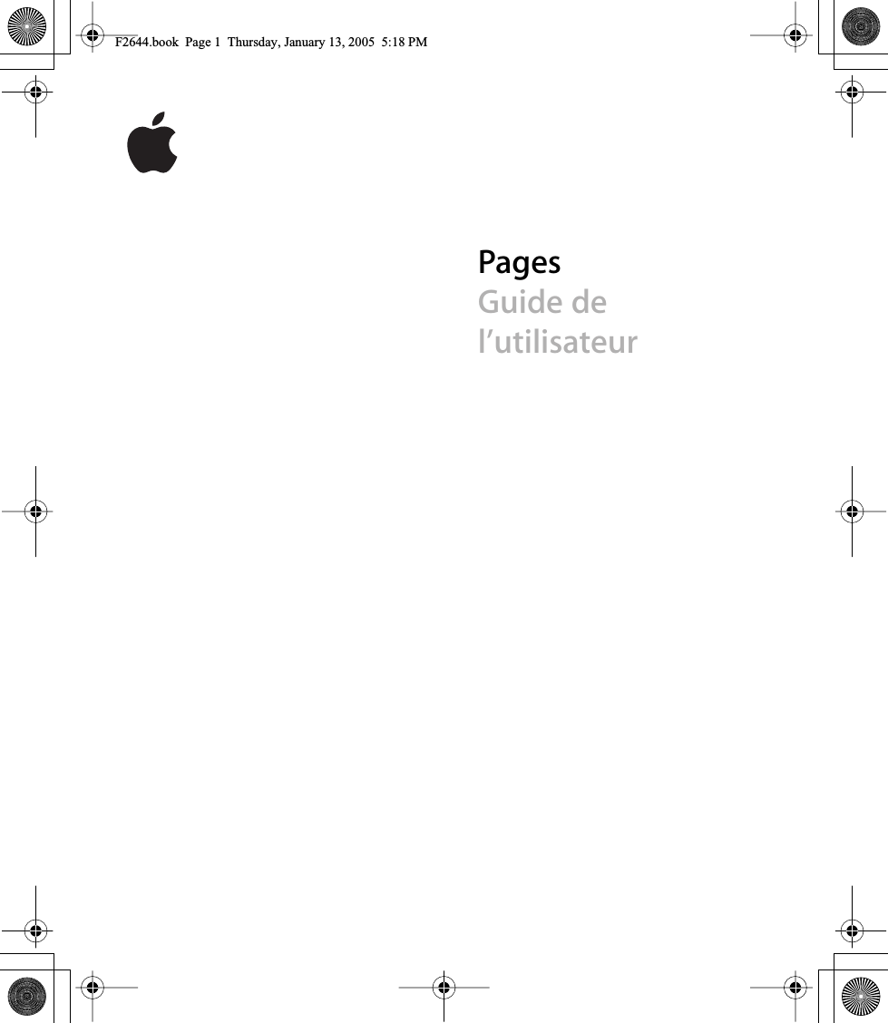 Apple Pages F2644 User Manual Guidedel’utilisateur Guide