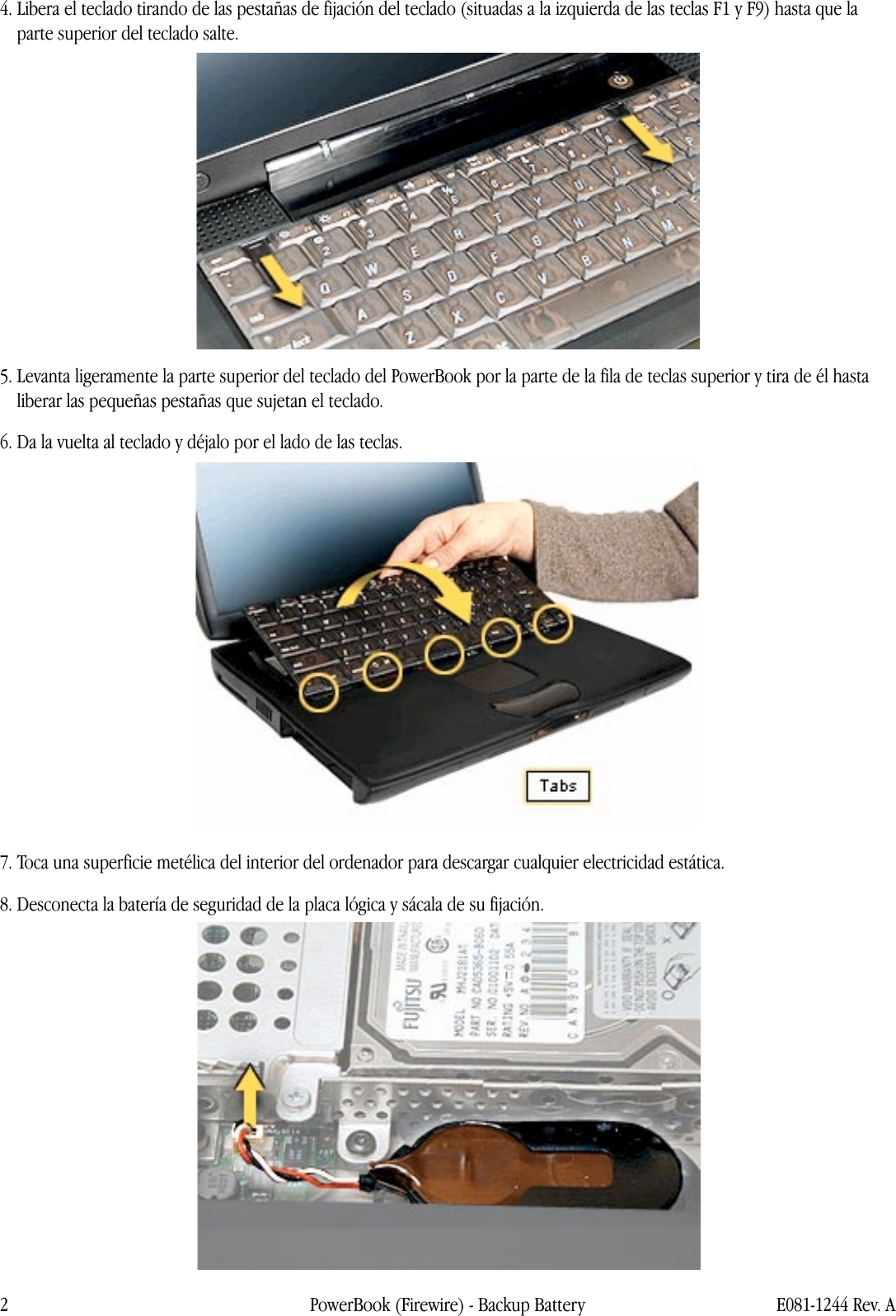 Apple PowerBook (FireWire) Backup Battery User Manual Power Book G3 ...