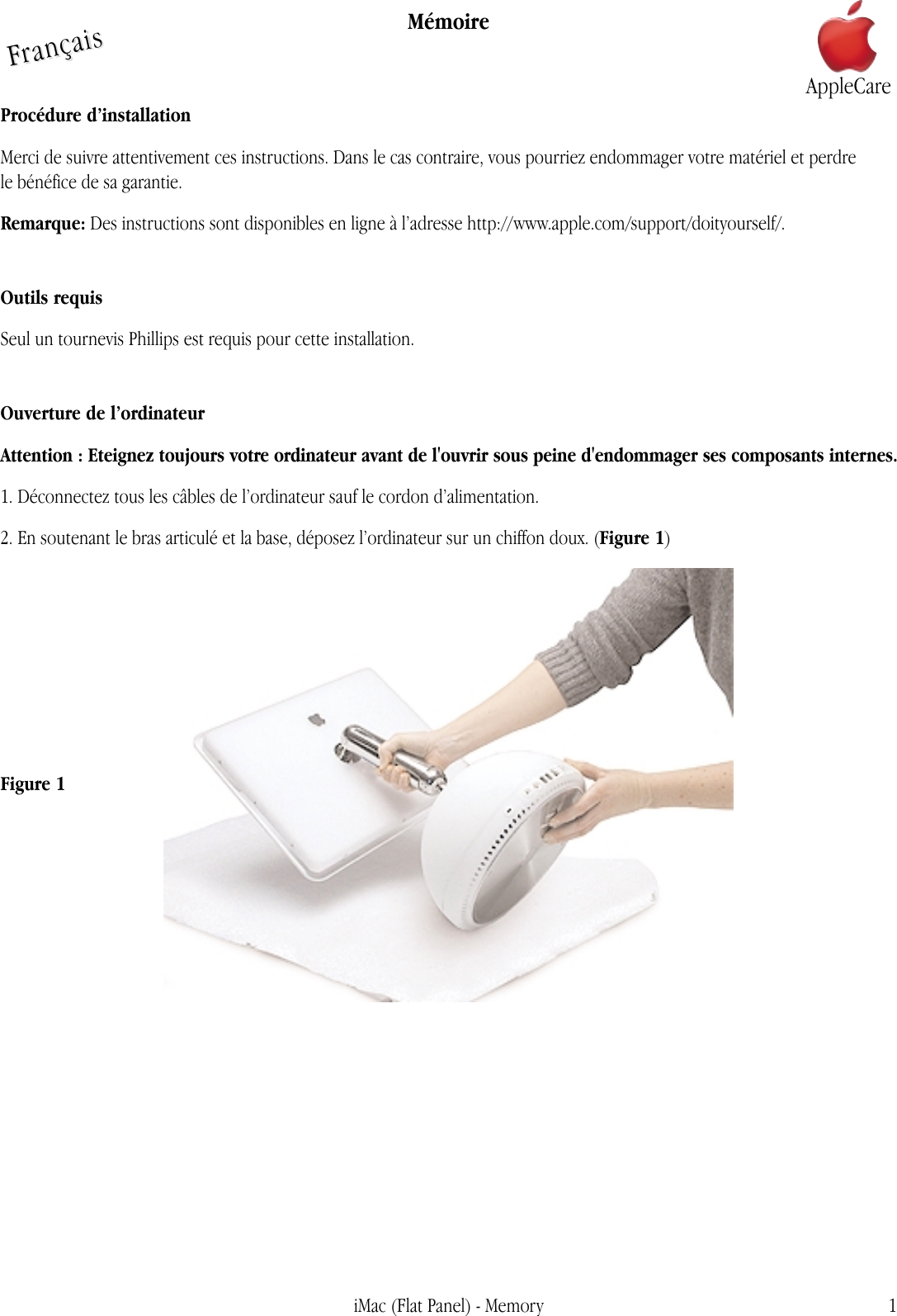 Apple IMac(écranplat) Memory User Manual I Mac(écranplat) Mémoire ...