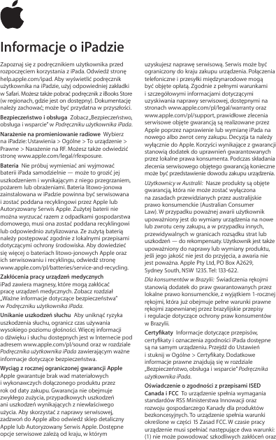 Apple IPad Mini 4 Informacje O iPadzie User Manual O I Padzie info pl