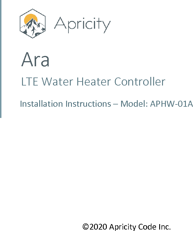 Apricity Code ARA-001V2 APHW-01A User Manual Ara