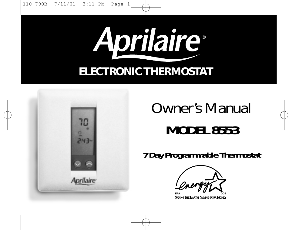 Aprilaire 8553 Users Manual 110 790B