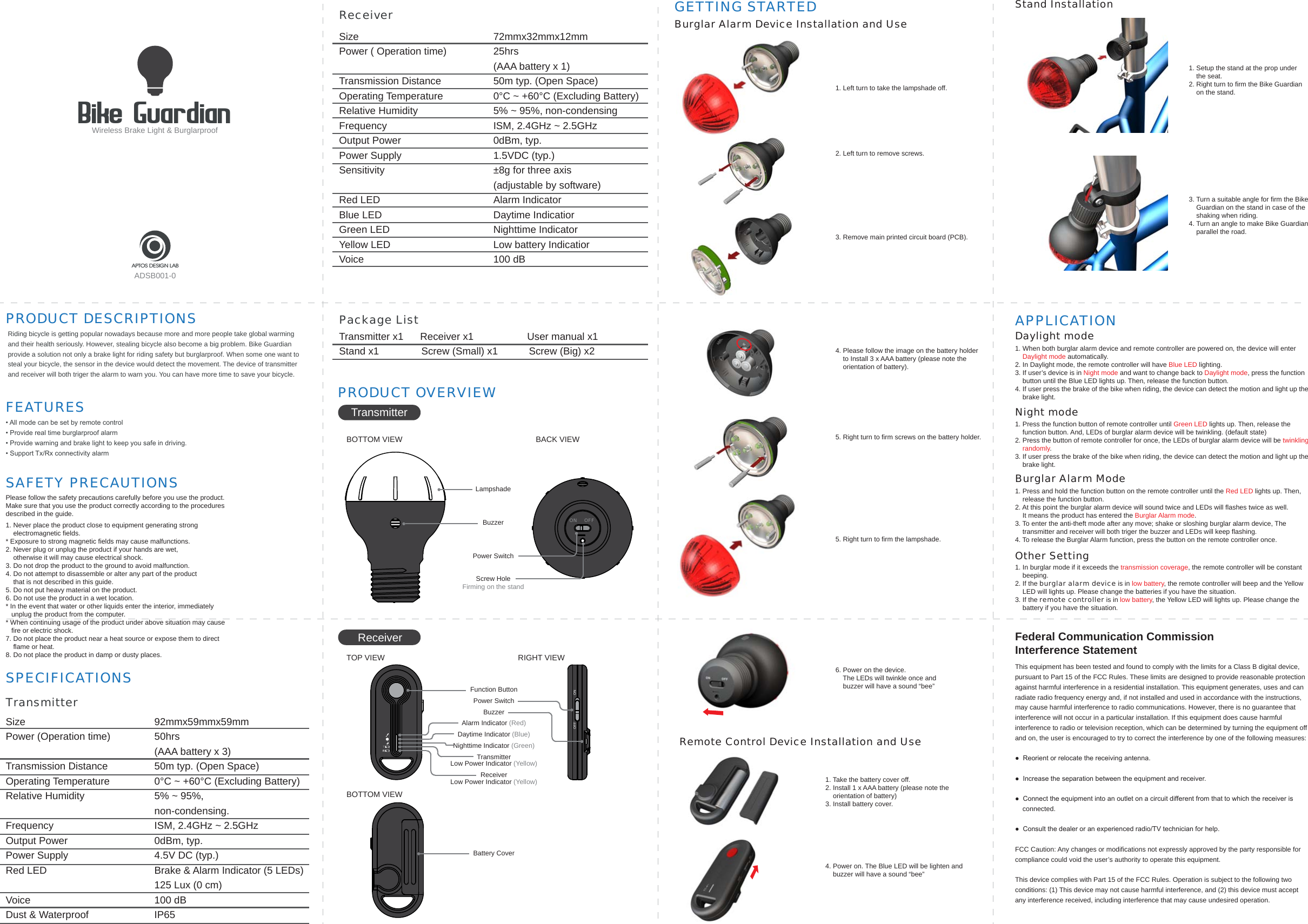 Aptos Technology ADSG001-T Bike Guardian User Manual manual simple en 01