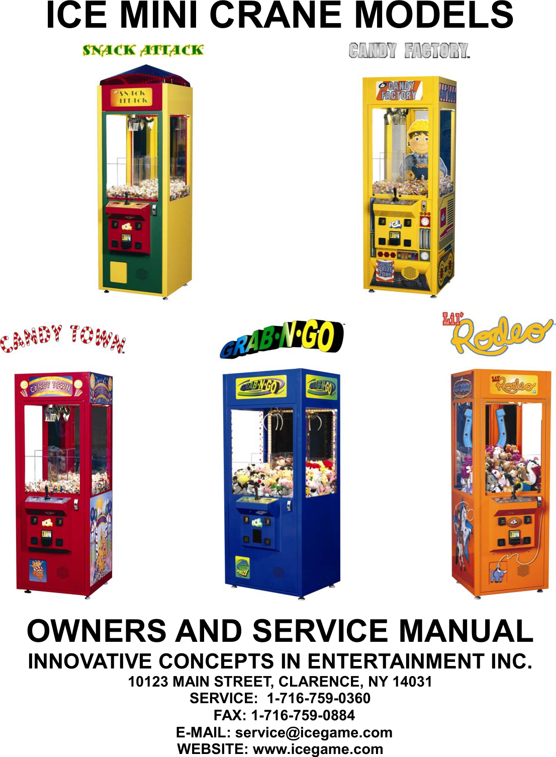 Arcade 24 Inch Ice Crane Manual 0 Snack Attack Service 11 02 User