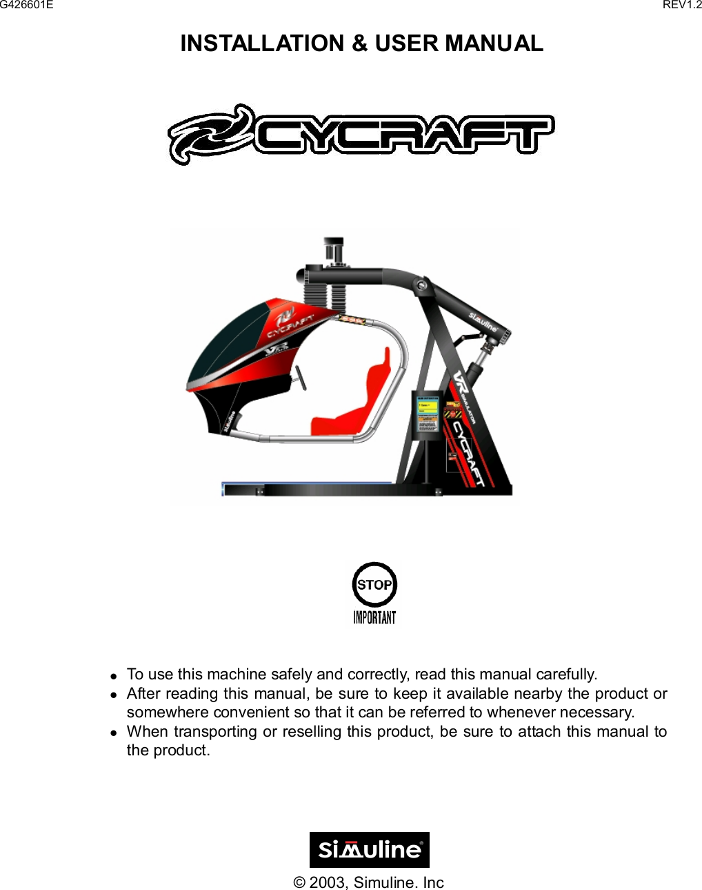 Arcade Cycraft Manual G426601E REV1 User