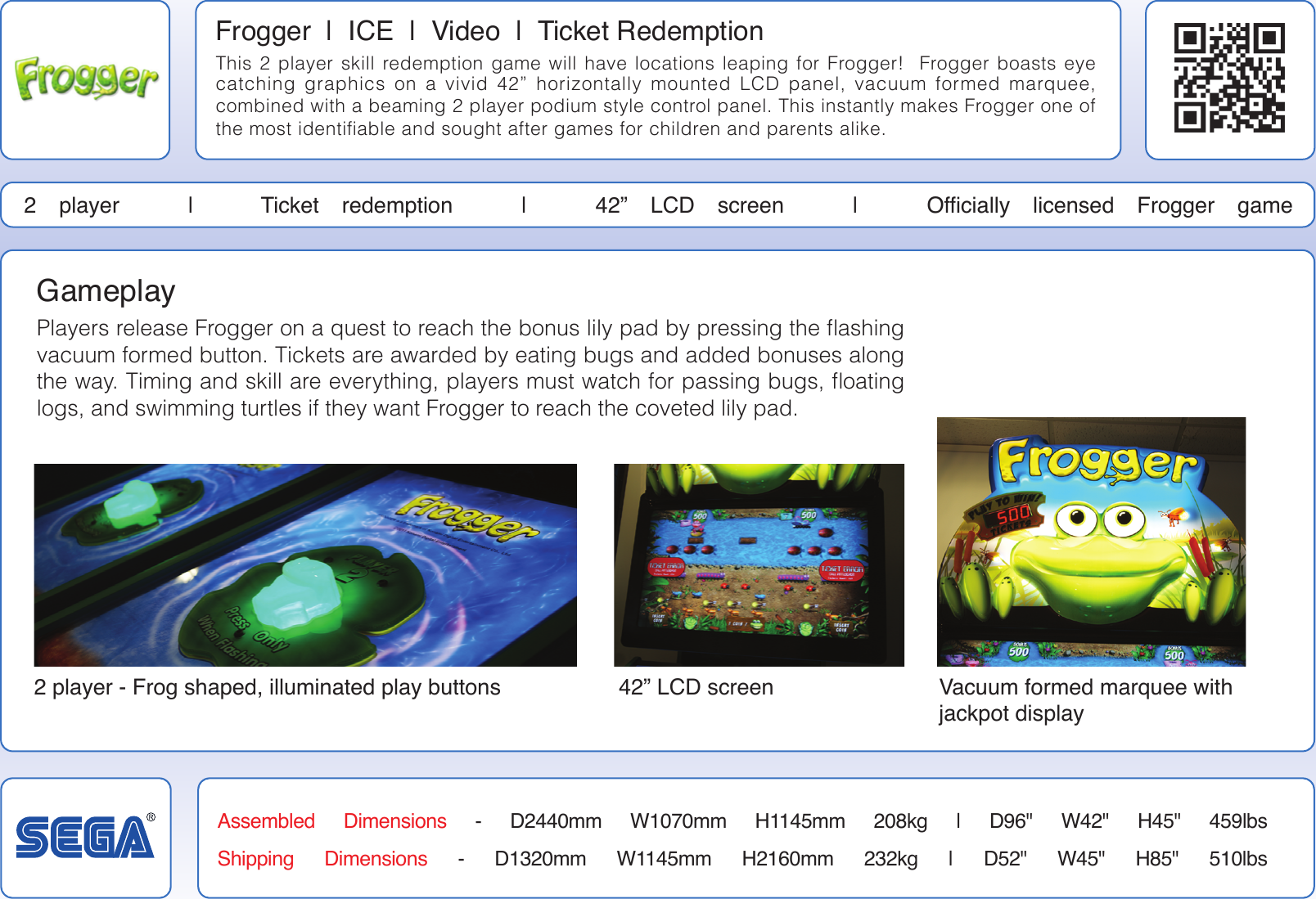 Arcade Frogger Info Sheet User Manual
