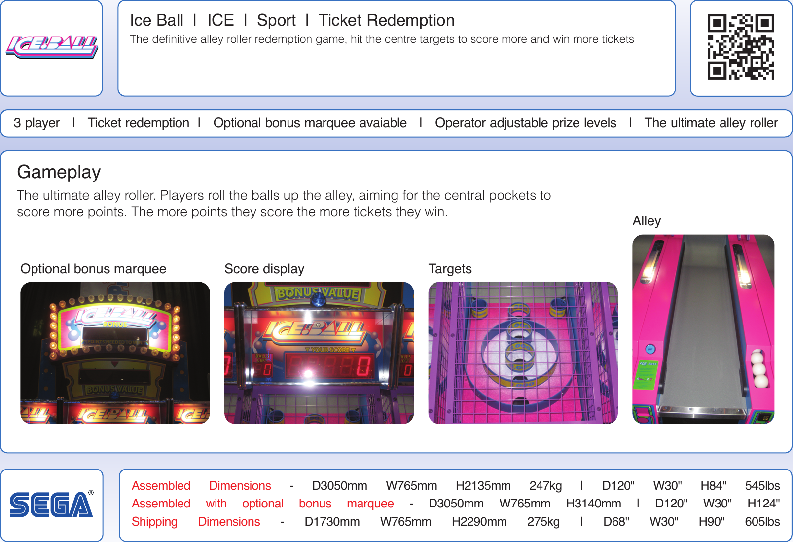 Arcade Ice Ball Info Sheet User Manual
