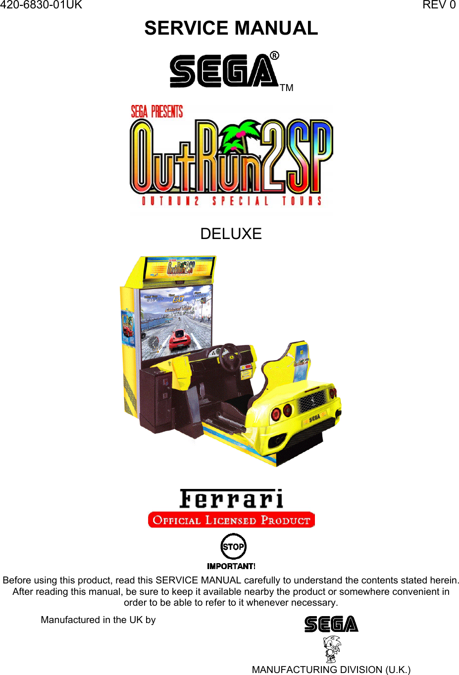 Arcade Outrun 2 Sp Dlx Manual ORP Deluxe User