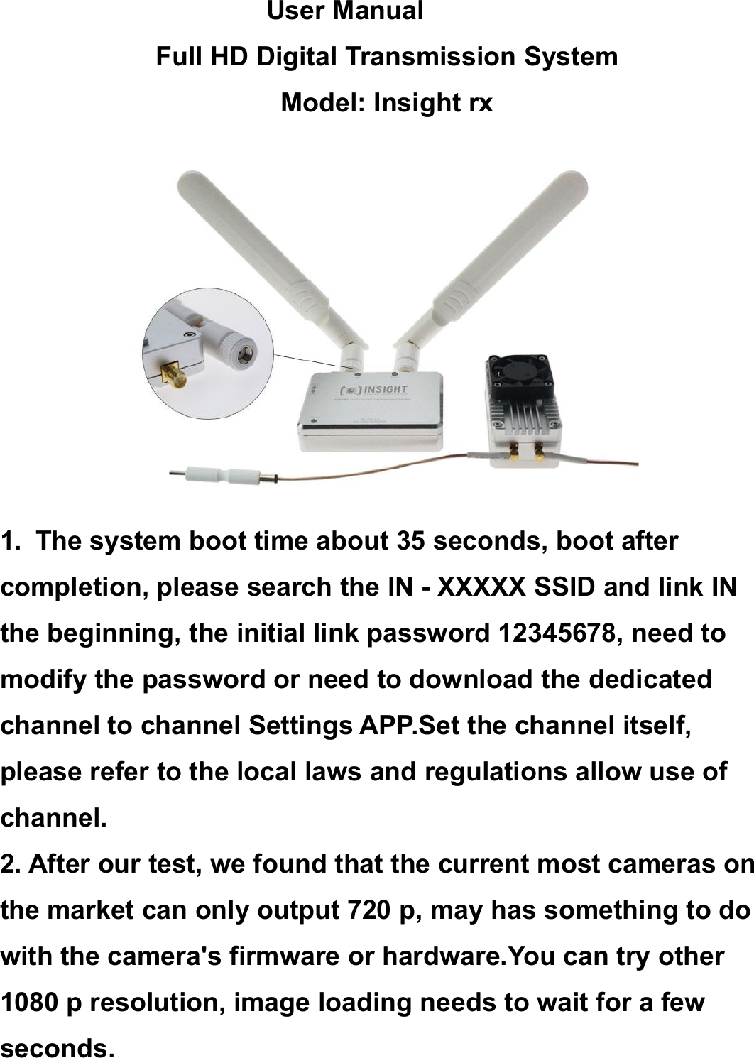 Argus Technology INSIGHTRX Full HD Digital Transmission System User Manual