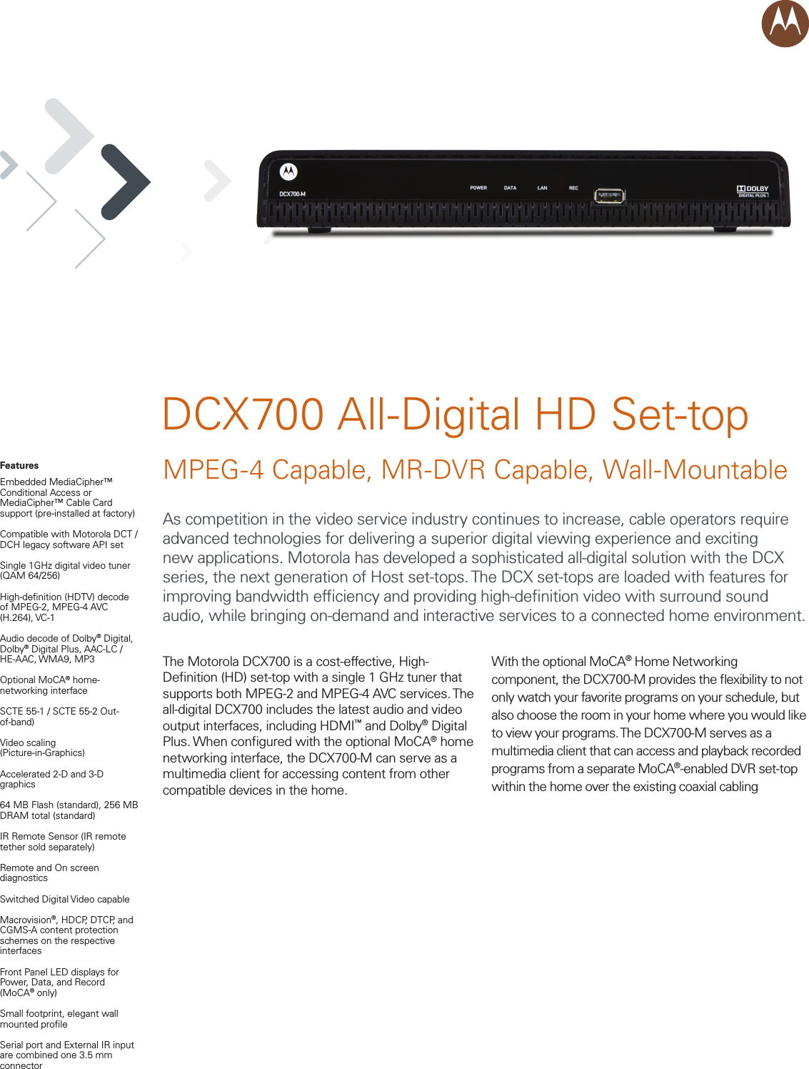 Arris DCX700 User Manual Specifications DCX700+Data+Sheet.unlocked