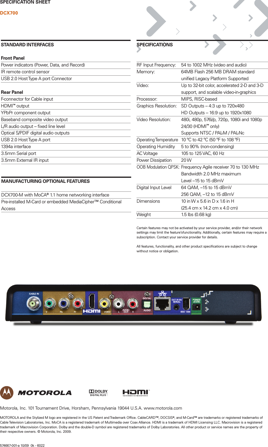 Arris DCX700 User Manual Specifications DCX700+Data+Sheet.unlocked