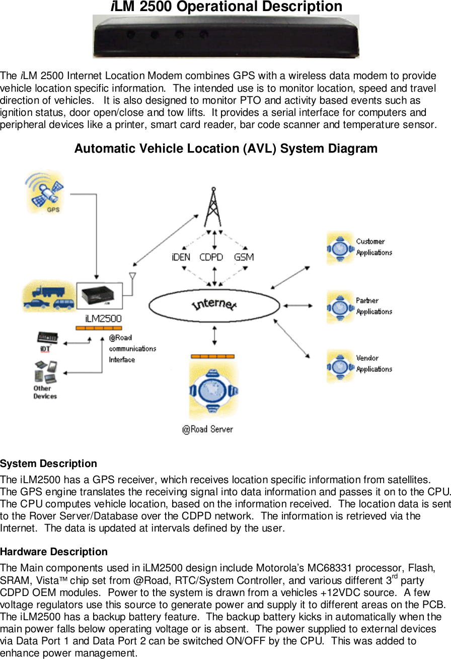 At Road orporated ILM-2500 iLM 2500 Internet Location Modem User Manual ...