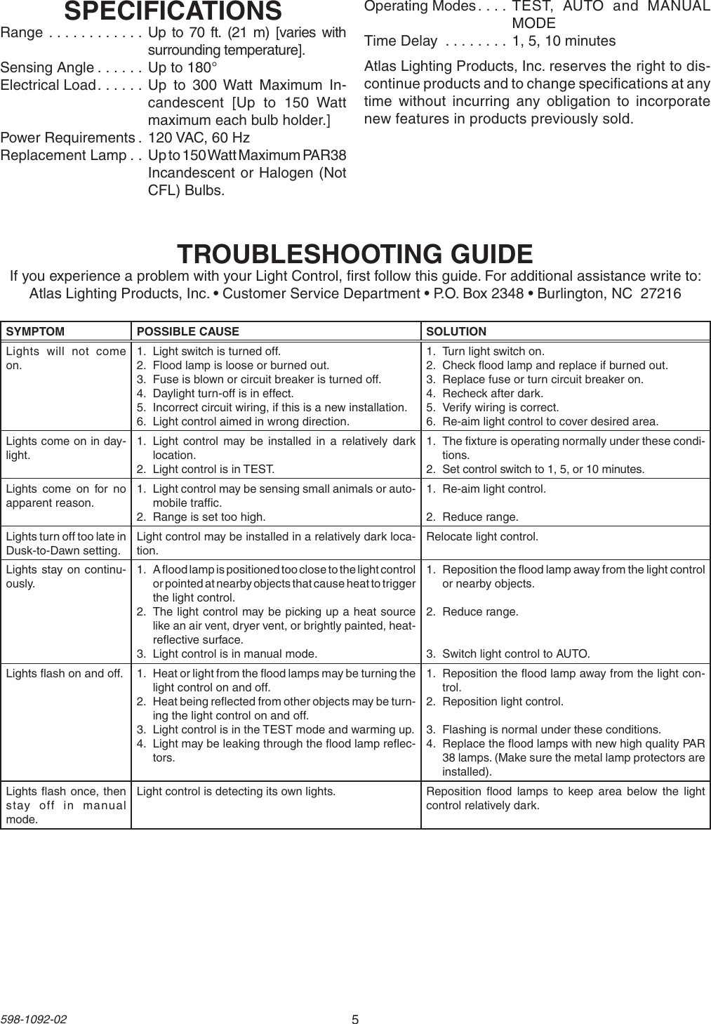 Atlas Guardian Pro 180 Series Users Manual