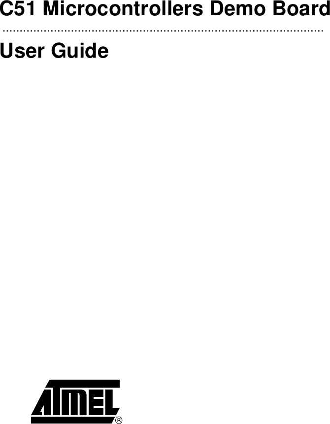 Atmel C51 Users Manual Microcontrollers Demo Board
