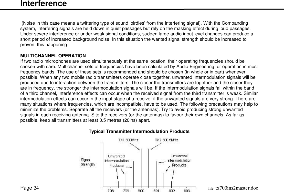 Audio Engineering TX700 Multi-frequency pocket transmitter User Manual ...