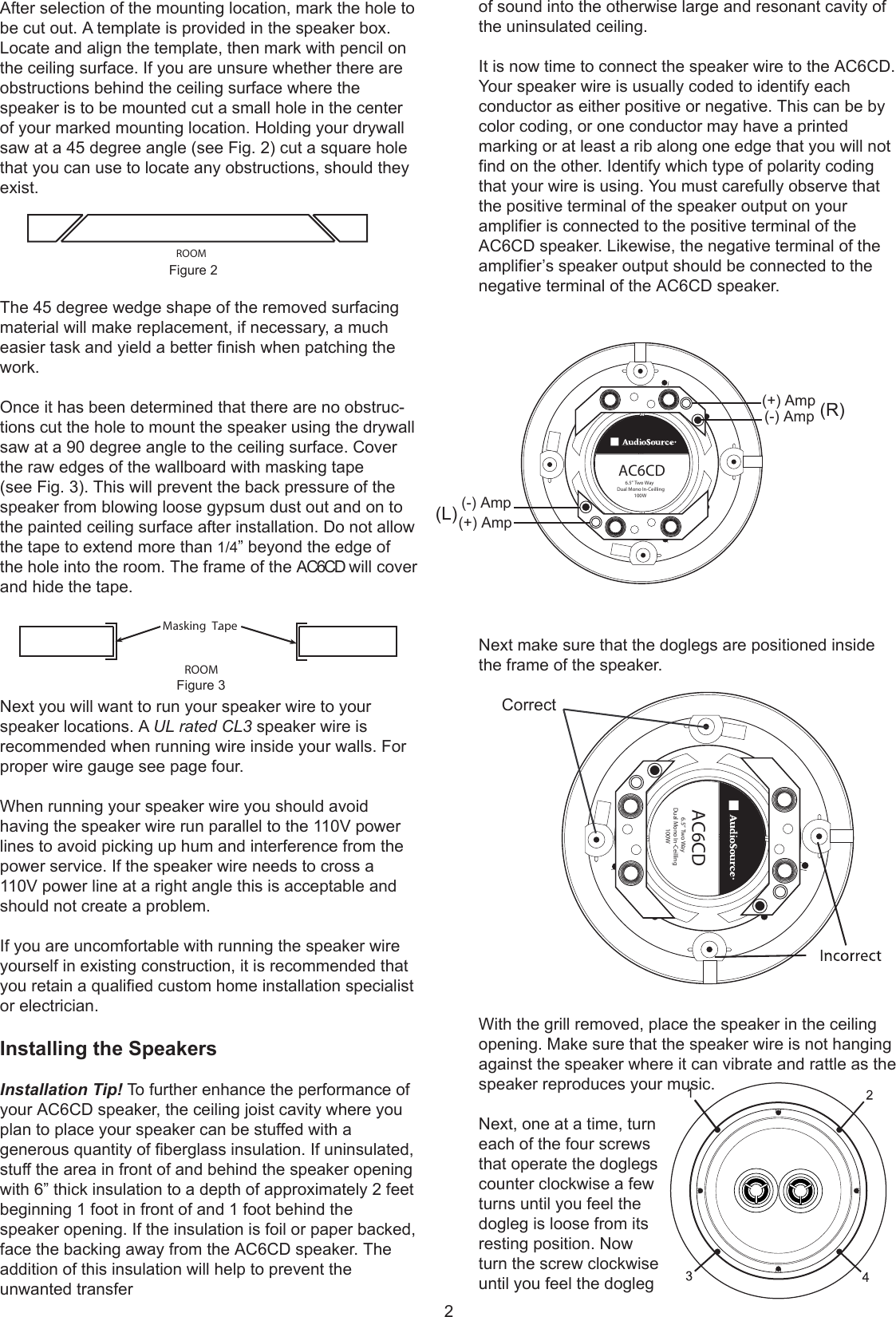 Audiosource Speaker In Ceiling System Users Manual AS7c Pg1