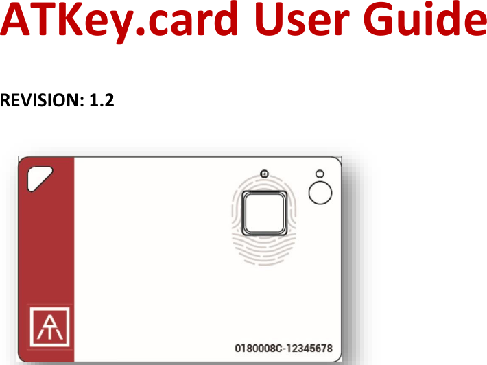Authentrend TECHNOLOGY ATKEYCARD1 ATKey.card User Manual ATKey card ...