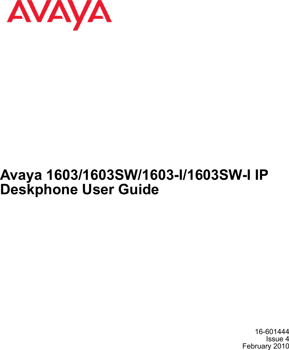 Avaya 1603 1603Sw I User Guide 1603/1603SW/1603 I/1603SW IP Deskphone