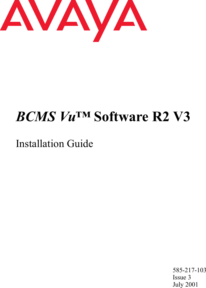 Avaya Bcms Vu Software R2 V3 Installation Guide