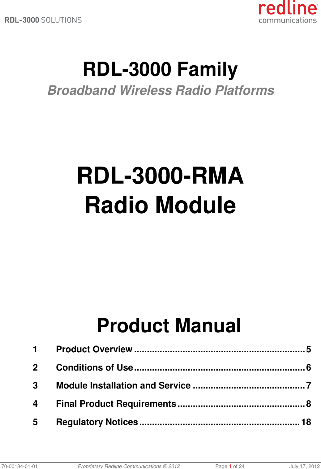 Aviat Networks RDL3000RMA Advanced Broadband Wireless Infrastructure ...
