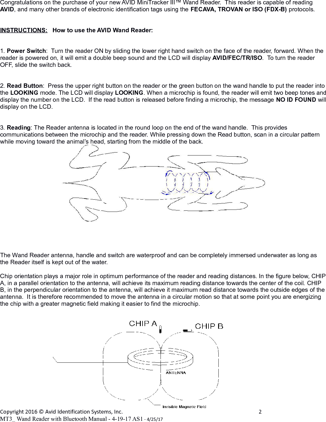 Avid Identification Systems 125-AV1043-B MiniTracker 3 Wand Reader User ...