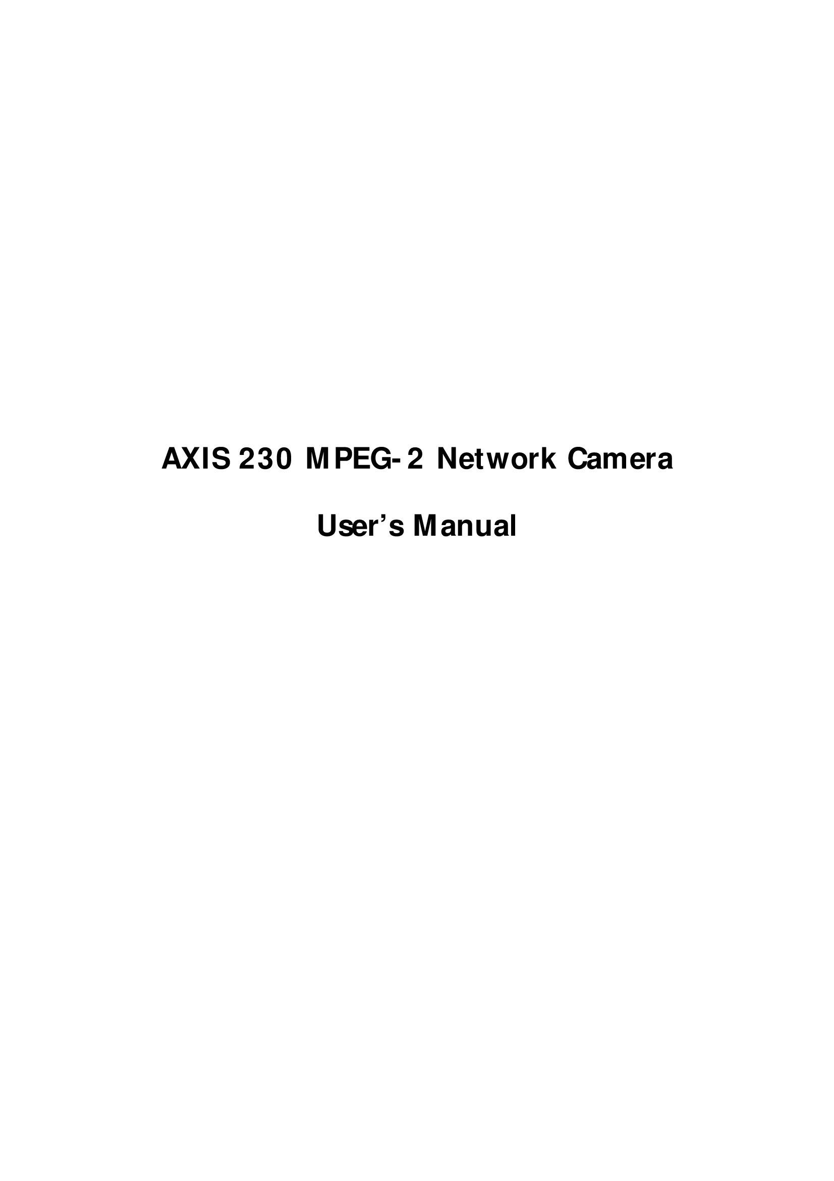 Axis Communications 230 Mpeg 2 Users Manual