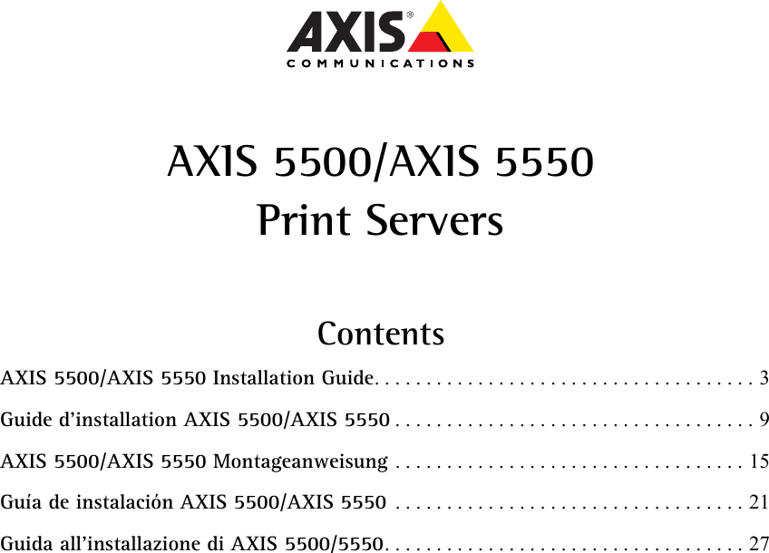 Axis Communications Printer 5500 Users Manual 5500/AXIS 5550 ...