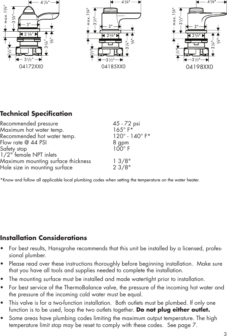 Axor Thermobalance 04172Xx0 Users Manual