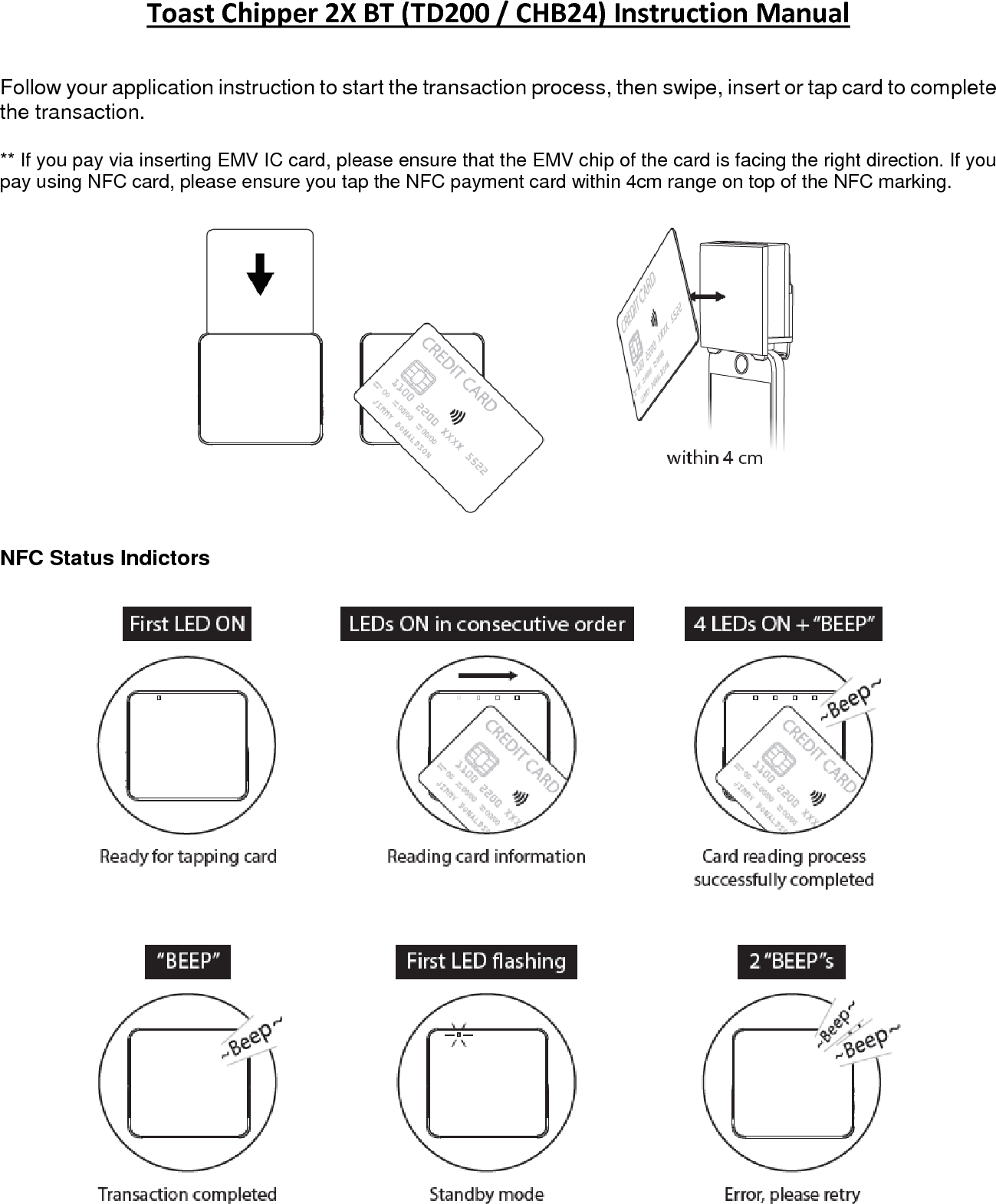 BBPOS CHB24 Toast Chipper 2X BT User Manual CHB24 CHB25 Instruction Manual