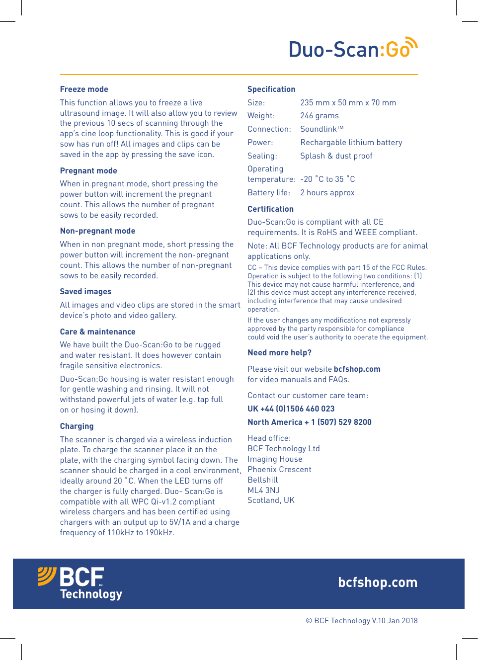 BCF Technology DSGC01 Swine Ultrasound Scanner with WLAN User Manual ...