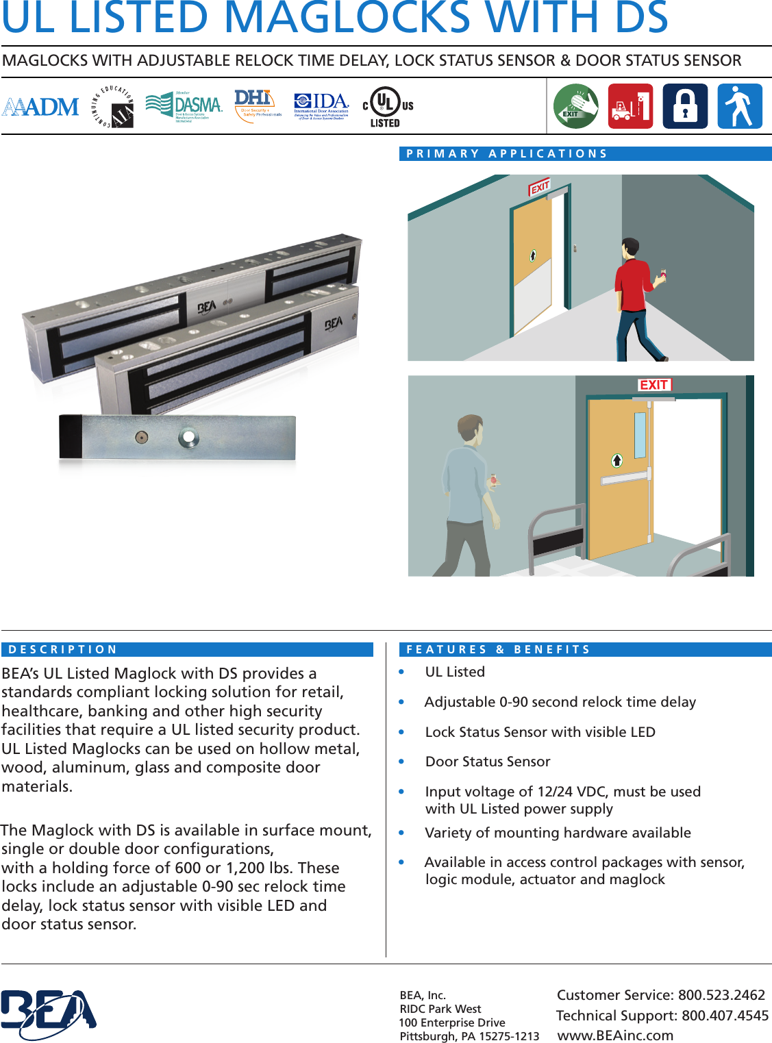 BEA 79.0221.11 MAGLOCK DS 201611XX Cut Sheet UL Listed Maglocks With 79 ...