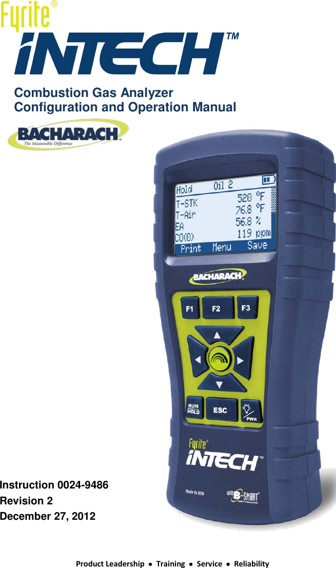 Bacharach New Fyrite Intech Owner S Manual 0024 9486