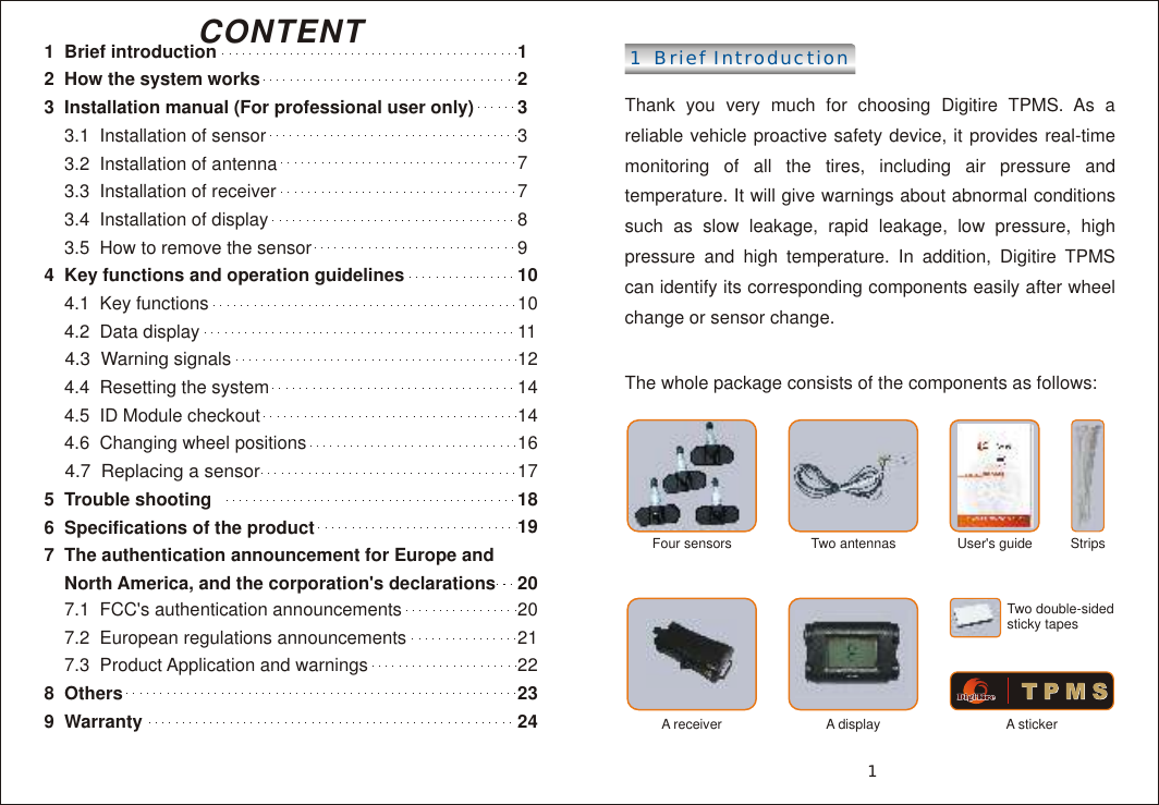 Baolong TPMS201 Tire Pressure Monitoring System User Manual