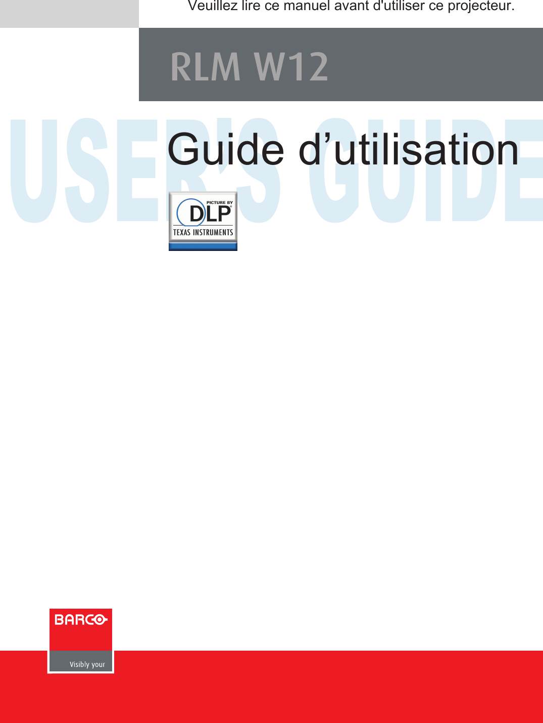 Barco Home Theater System Rlm W12 Users Manual