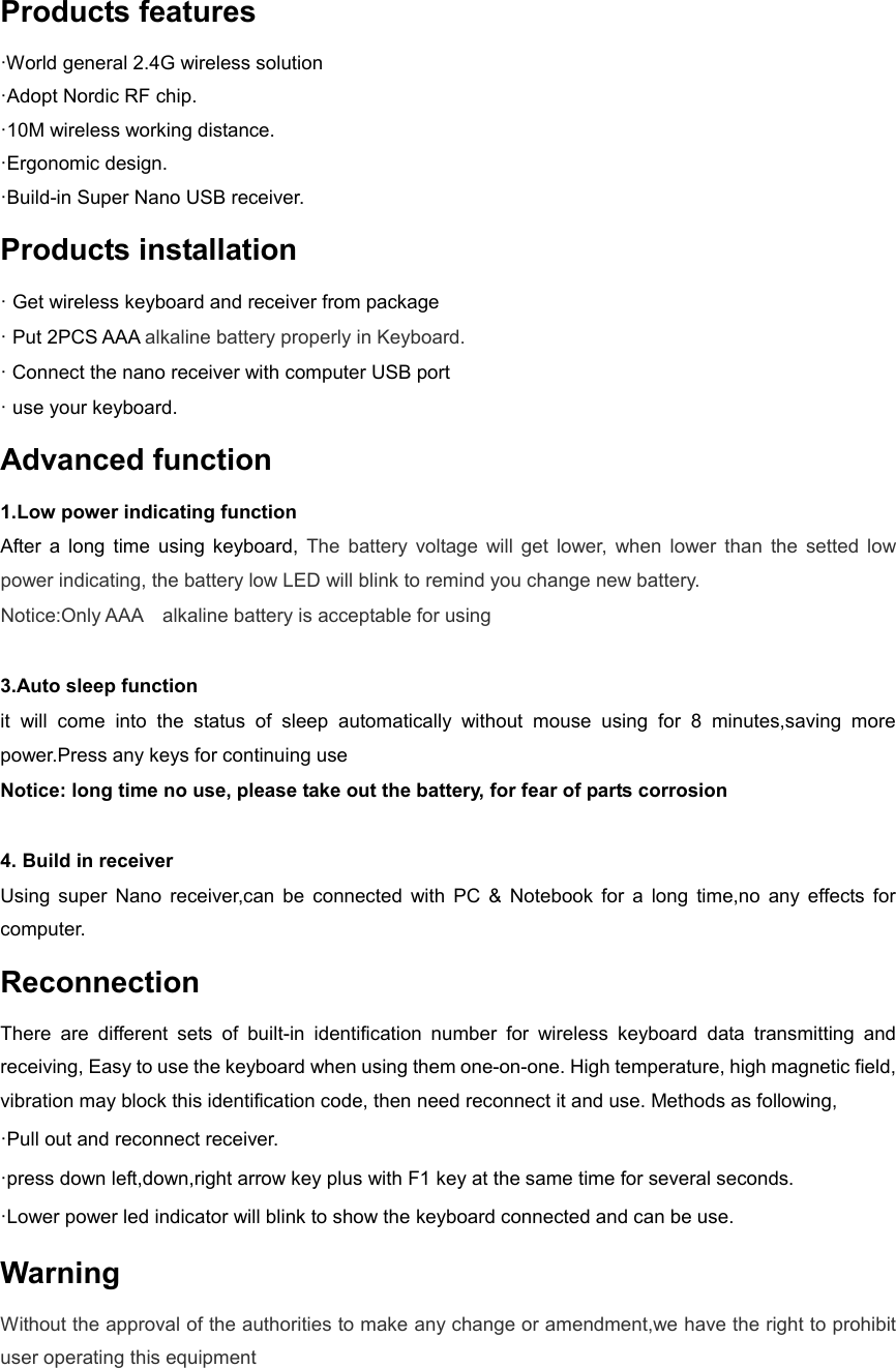 BeeRaider BR1KENOP Wireless Keyboard User Manual BR1K5012 MOUSE MANUALx