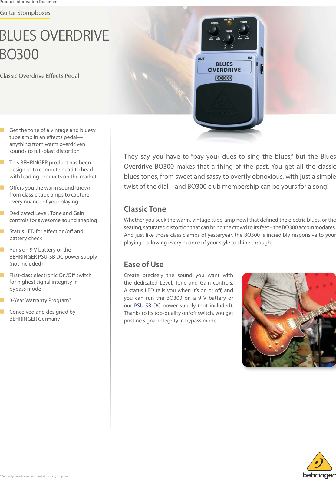 Behringer Blues Overdrive Bo300 Product Information EXPE Mult Prin PH ...