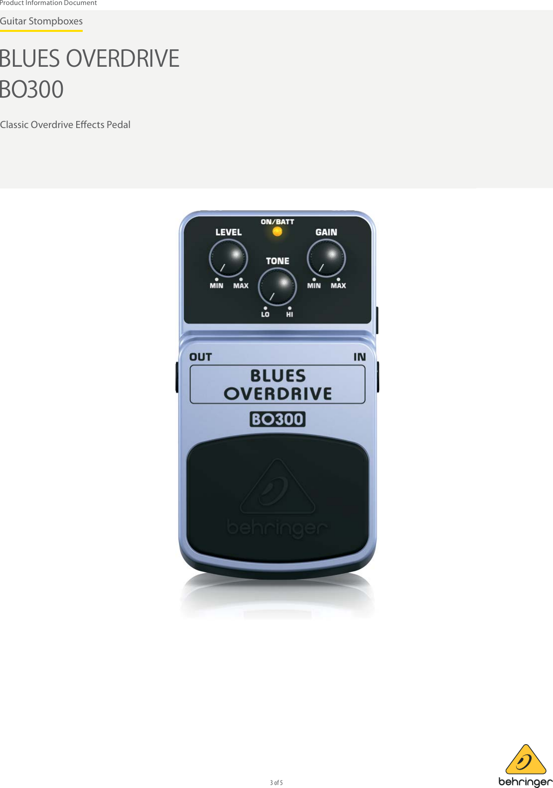 Behringer Blues Overdrive Bo300 Product Information EXPE Mult Prin PH ...
